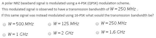 Solved A polar NRZ baseband signal is modulated using a | Chegg.com