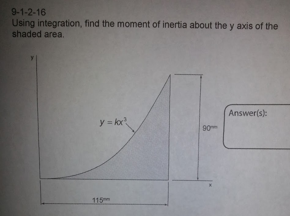 Solved Using integration, find the moment of inertia about | Chegg.com
