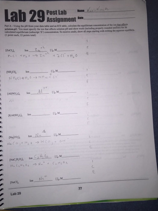 Solved Lab 29 Assignment- i Post Lab NamevK Assignment e. | Chegg.com
