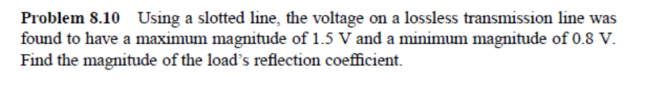 Solved Using a slotted line, the voltage on a lossless | Chegg.com