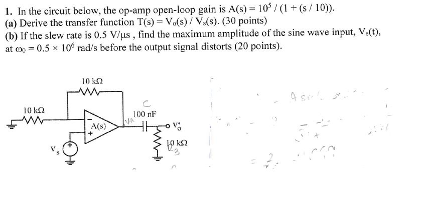 Solved In the circuit below, the op-amp open-loop gain is | Chegg.com