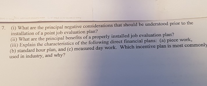 Solved 7. ()What are the principal negative considerations | Chegg.com