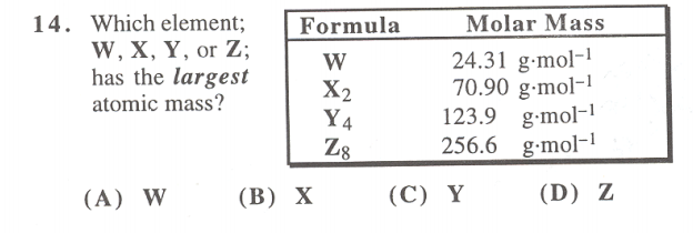 Solved Which element; W, X, Y, or Z; has the largest atomic | Chegg.com