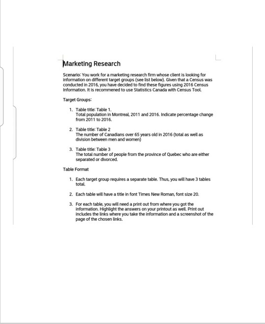 Solved Marketing Research Scenario: You work for a marketing | Chegg.com