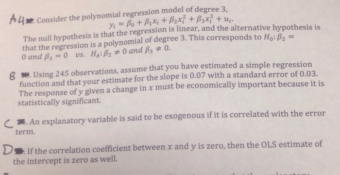 Solved Consider the polynomial regression model of degree 3, | Chegg.com