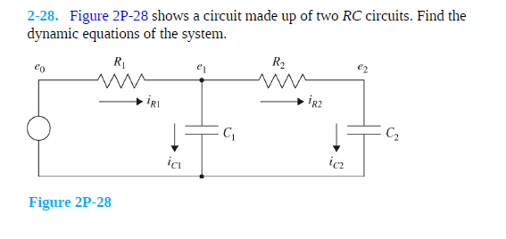 Solved 2-28. Figure 2P-28 shows a circuit made up of two RC | Chegg.com