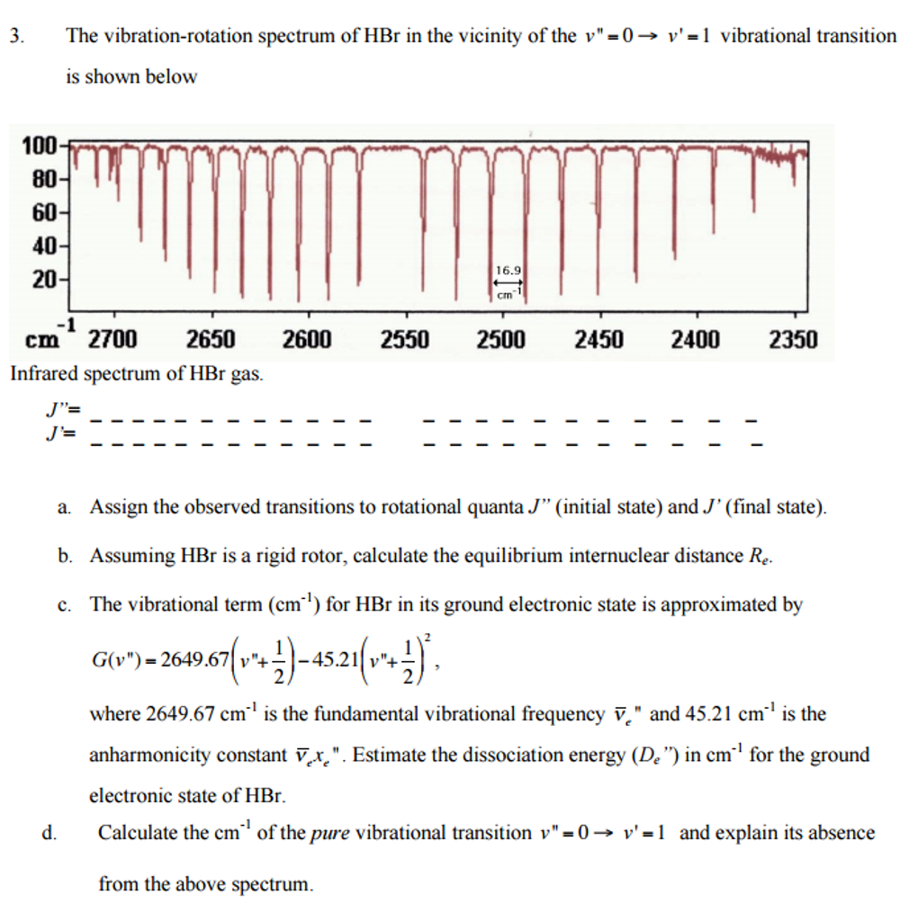 The vibration-rotation spectrum of HBr in the | Chegg.com