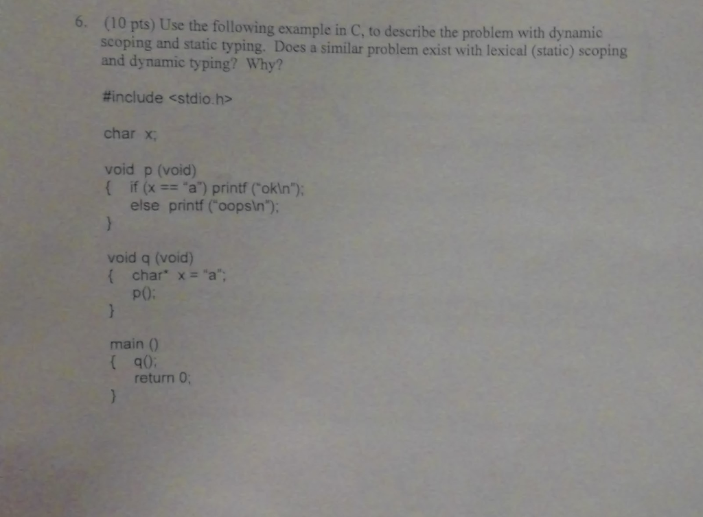 Solved Use the following example in C, to describe the | Chegg.com