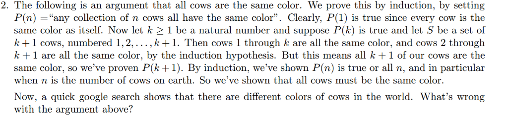 Solved The following is an argument that all cows are the | Chegg.com