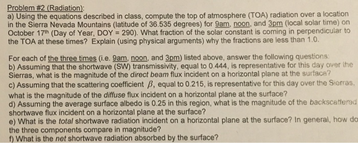 Solved Using the equations described in class, compute the | Chegg.com