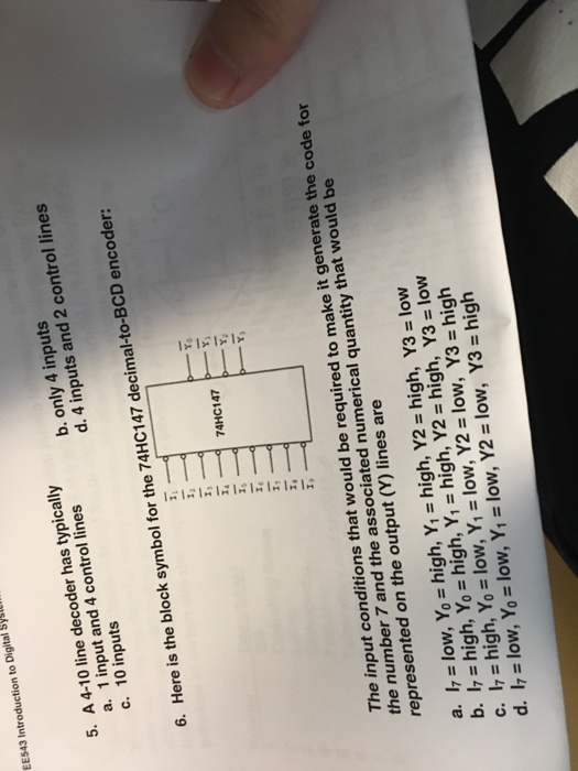 Solved A 4-10 line decoder has typically 1 input and 4 | Chegg.com
