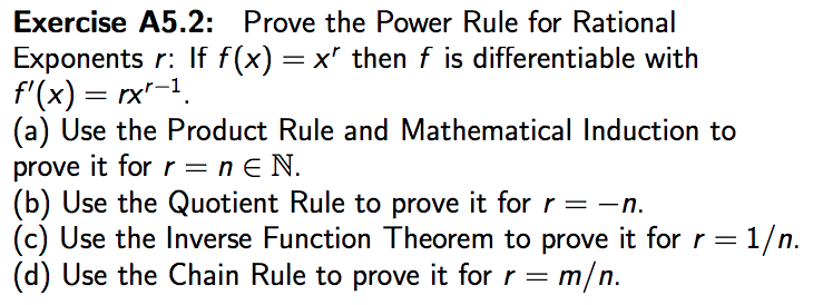 Solved Exercise A5.2: Prove the Power Rule for Rational | Chegg.com