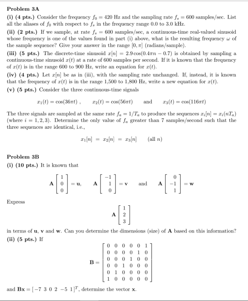 Solved Problem 3A (i) (4 pts.) Consider the frequency fo = | Chegg.com