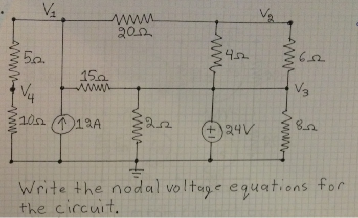 Solved Write the nodal voltage equations for the circuit. | Chegg.com