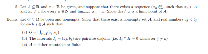 Solved 5. Let A and z, R and z E R be given, and suppose | Chegg.com