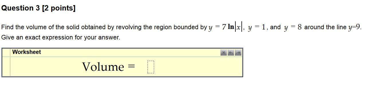 Solved Find the volume of the solid obtained by revolving | Chegg.com
