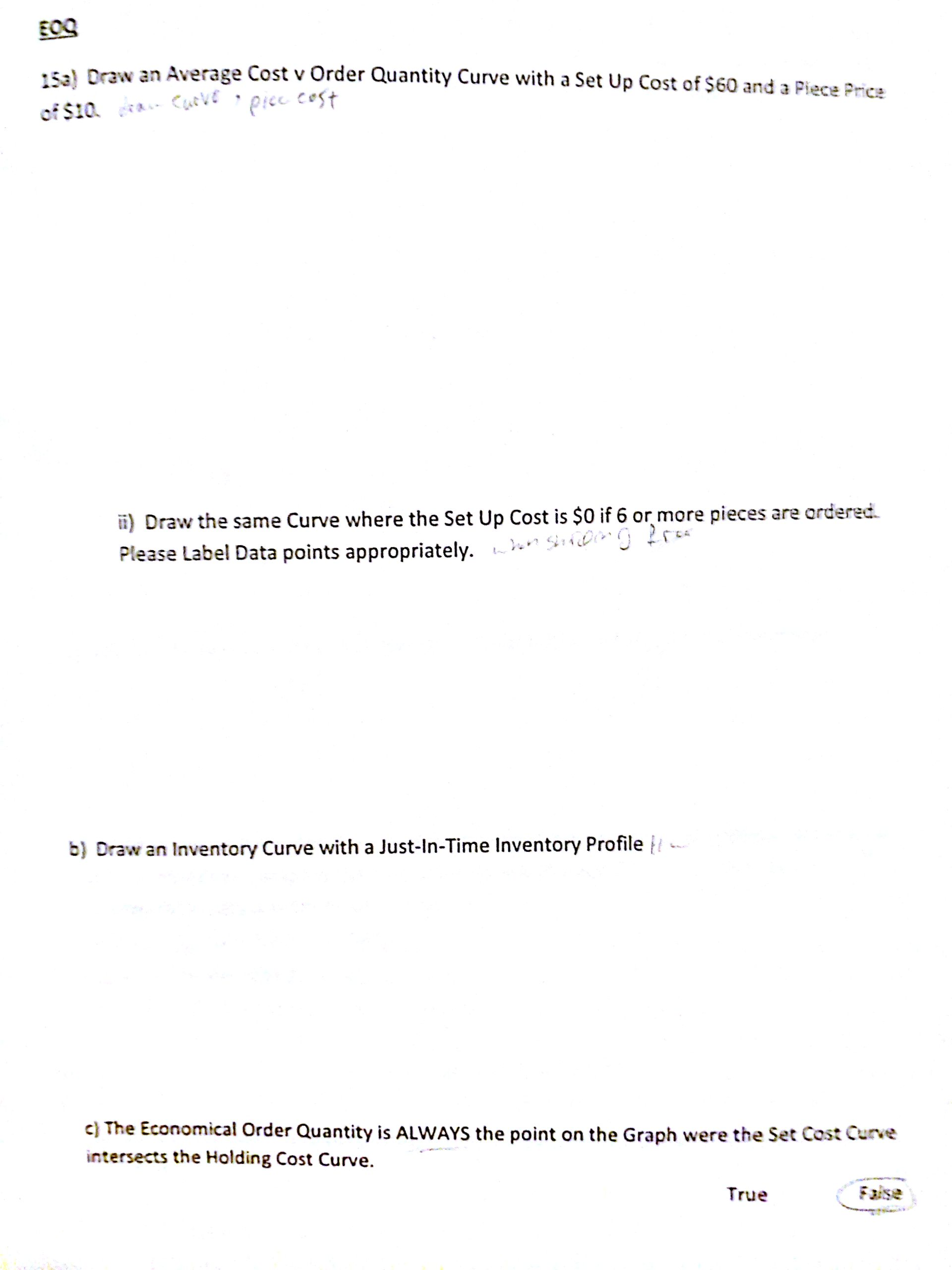 Solved Draw an Average Cost v Order Quantity Curve with a | Chegg.com