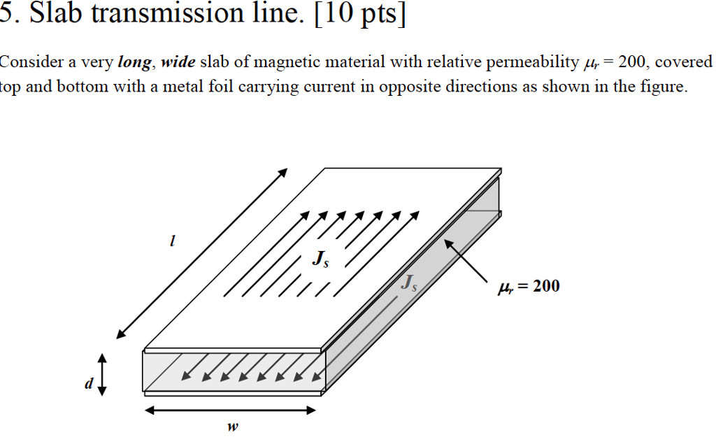 Solved 5. Slab transmission line. [10 pts] Consider a very | Chegg.com