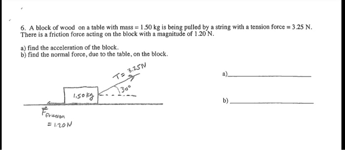 Solved A block of wood on a table with mass = 1.50 kg is | Chegg.com