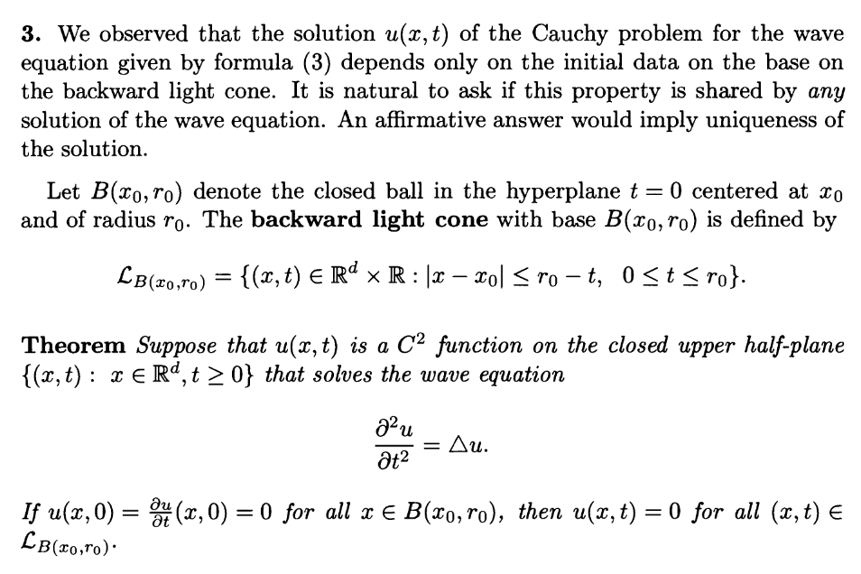 Backword light cone wave equation uniqueness proof | Chegg.com
