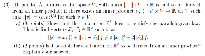 Solved A normed vector space V, with norm ||middot||: V | Chegg.com