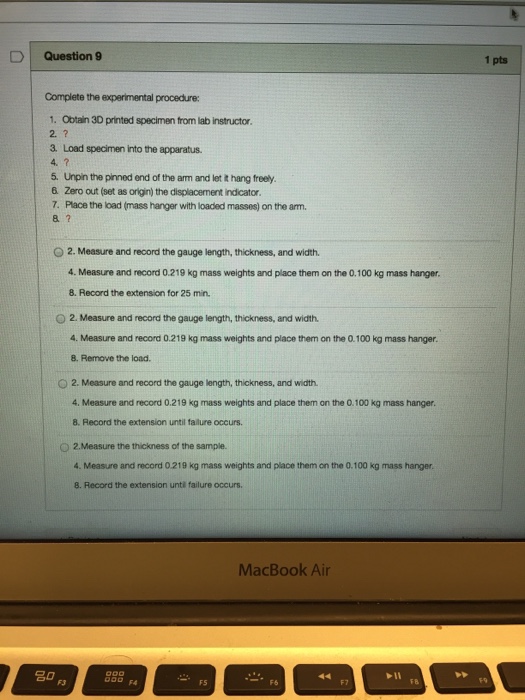 Solved Complete the experimental procedure: Obtain 3D | Chegg.com