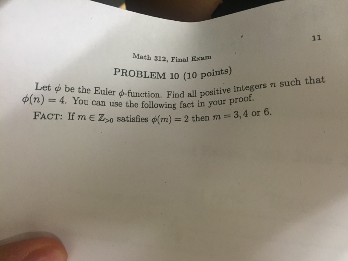 Solved Let phi be the Euler phi function. find all positive | Chegg.com