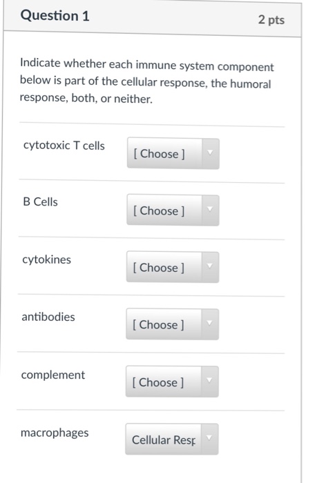 Solved Indicate whether each immune system component below | Chegg.com