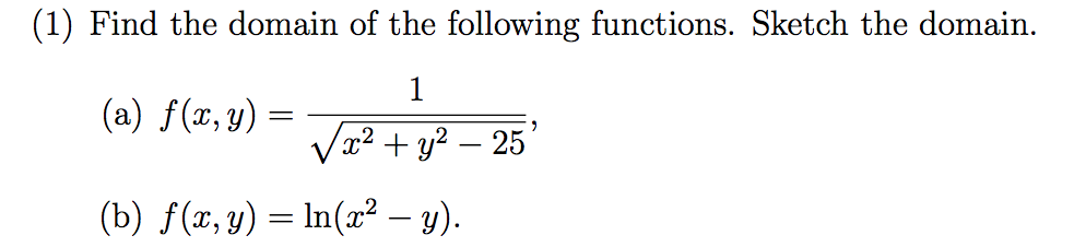 Solved (1) Find the domain of the following functions. | Chegg.com