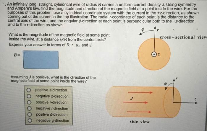 Solved An infinitely long, straight, cylindrical wire of | Chegg.com