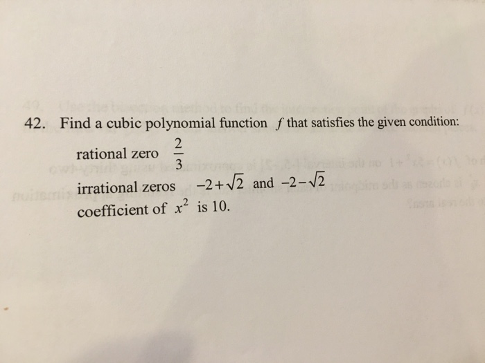 Solved Find a cubic polynomial function f that satisfies the | Chegg.com