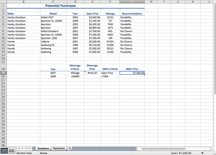 In cell G4 of the Database worksheet, insert a nested | Chegg.com
