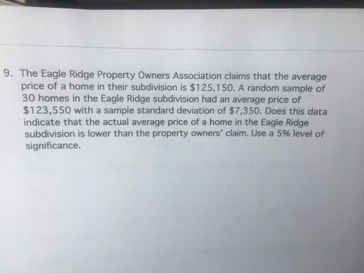 Solved The Eagle Ridge Property Owners Association claims | Chegg.com