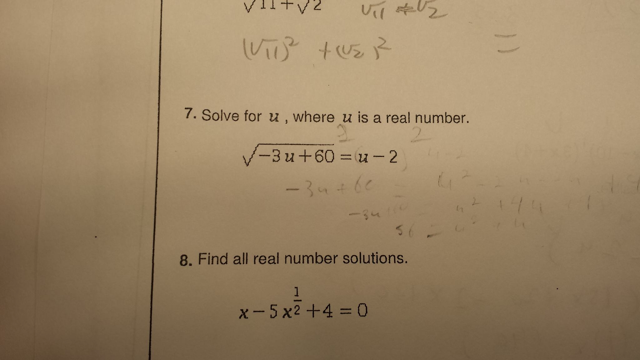 Solved Solve For U Where U Is A Real Number Find All Chegg