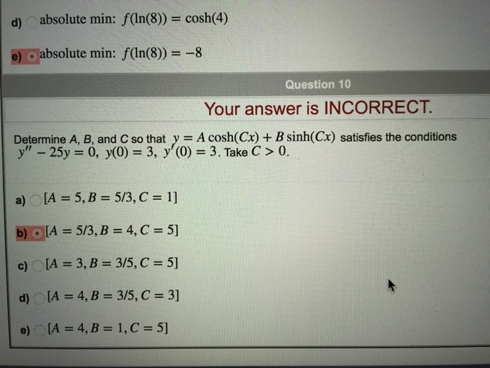 Solved Determine A, B, and C so that V = A cosh(Cx) + B | Chegg.com