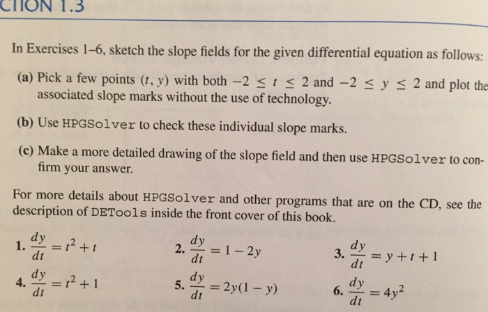 Solved In Exercises 1-6. sketch the slope fields for the | Chegg.com