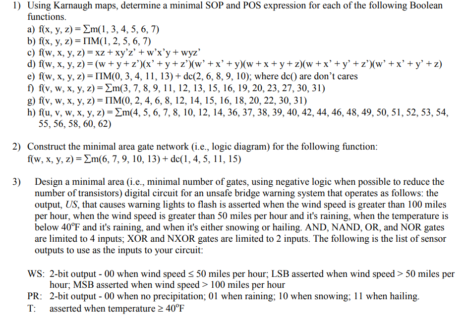 Solved 1 Using Karnaugh Maps Determine A Minimal Sop And 