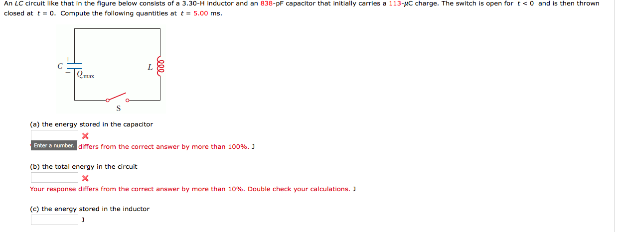 Solved An LC circuit like that in the figure below consists | Chegg.com