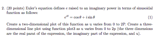 Solved Matlab: Create a 2-D plot of this function as | Chegg.com
