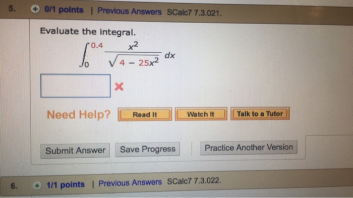 Solved Evaluate the integral. Integral_0^0.4 x^2/square | Chegg.com