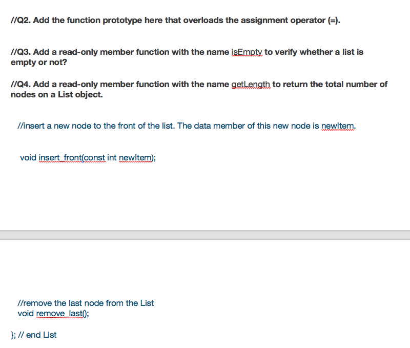 Solved The class below defines an ADT of singled linked | Chegg.com