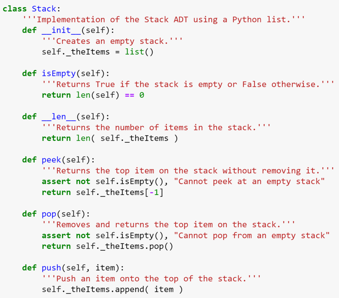 Solved Implementation Of The Stack ADT Using A Python Chegg