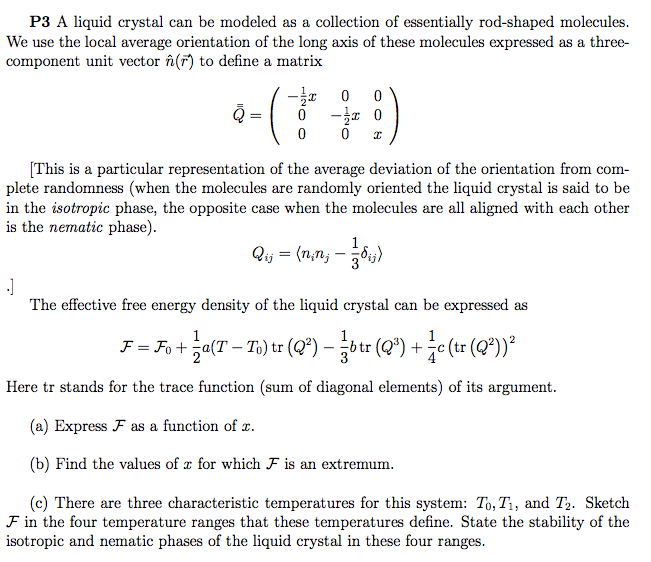 Solved A liquid crystal can be modeled as a collection of | Chegg.com