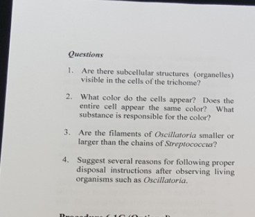 Solved Questions Are there subcellular structures | Chegg.com