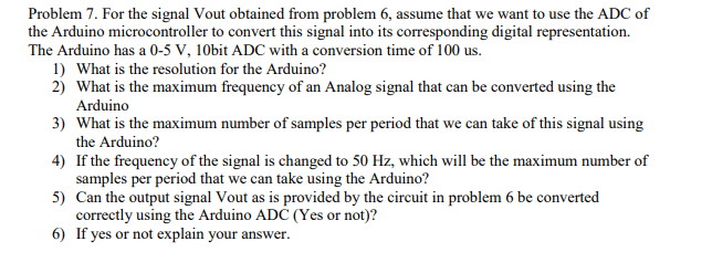 Solved Problem 7. For the signal Vout obtained from problem | Chegg.com