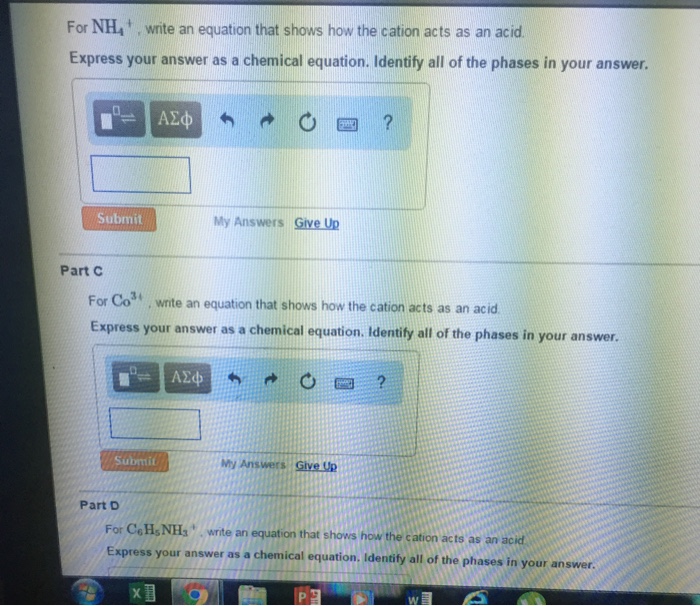 Solved For NH4^+ , write an equation that shows how the | Chegg.com