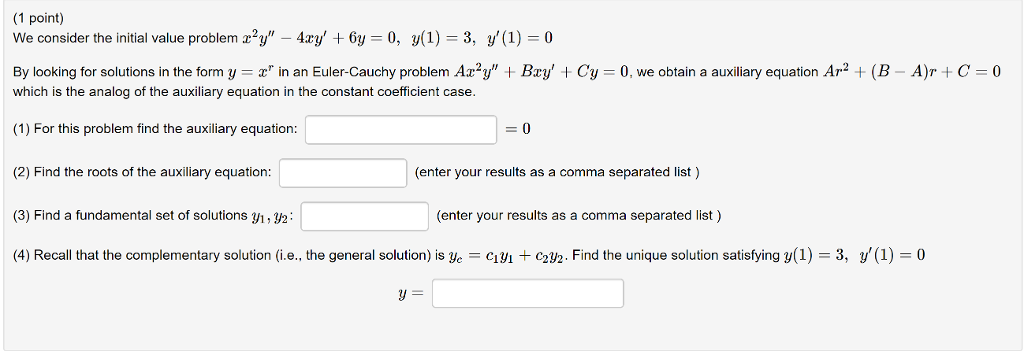 Solved (1 point) We consider the initial value | Chegg.com