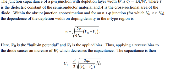 Solved The junction capacitance of a p-n Junction with | Chegg.com