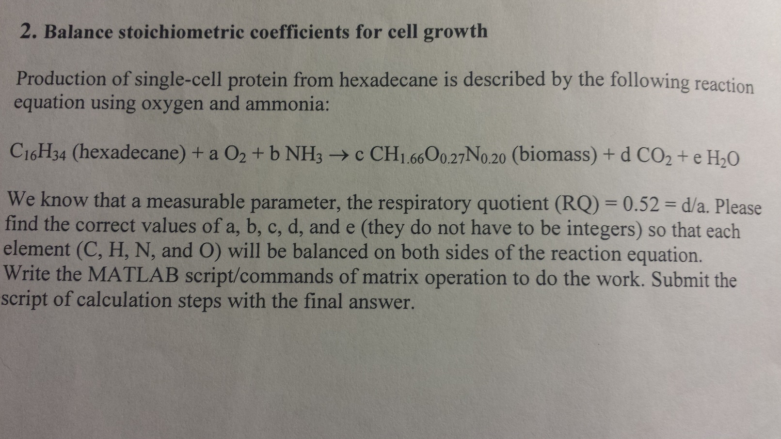 Solved 2. Balance stoichiometric coefficients for cell | Chegg.com
