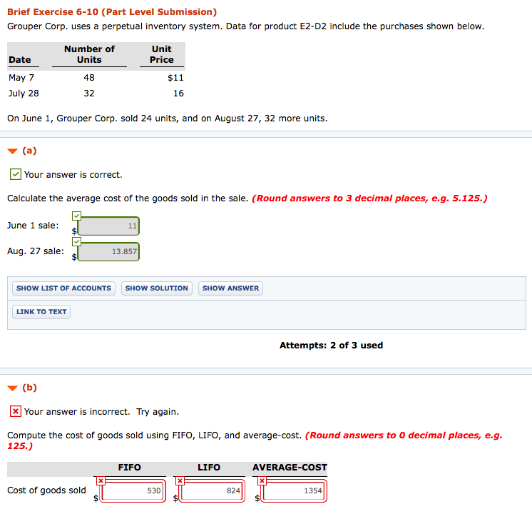 Solved Brief Exercise 6-10 (Part Level Submission) Grouper | Chegg.com